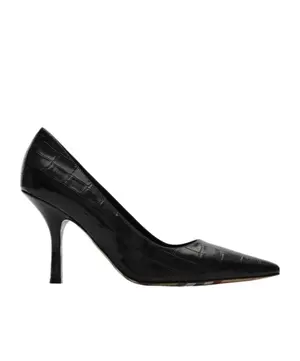 Burberry Crocodile-effect Leather Pointed-toe Pumps - Black
