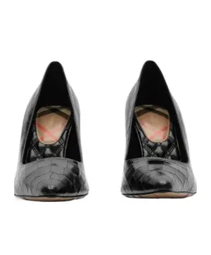 Burberry Crocodile-effect Leather Pointed-toe Pumps
