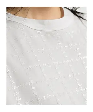 Brunello Cucinelli Cotton Jersey T-shirt With Dazzling Windowpane Embroidery