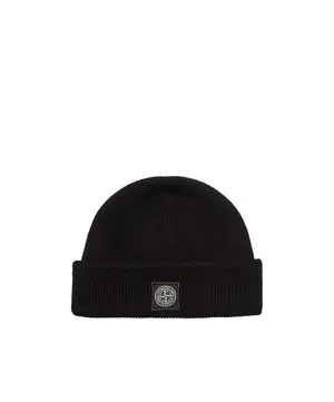 Stone Island Compass Logo-appliquéd Ribbed Cotton-knit Beanie - Black