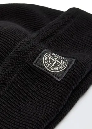 Stone Island Compass Logo-appliquéd Ribbed Cotton-knit Beanie