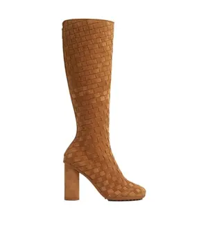Bottega Veneta Woven Knee High Boots - Brown