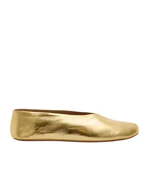 THE ROW Stella Metallic Leather Ballet Flats - Nude