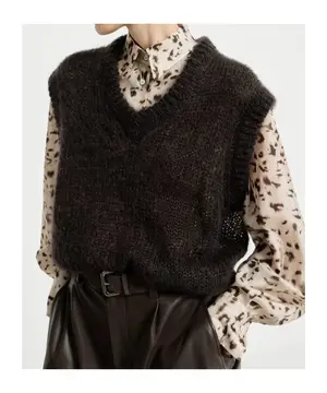 Brunello Cucinelli Sparkling Mohair Vest With Monili