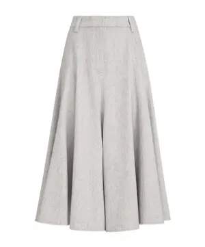Brunello Cucinelli Wool Flannel Flared Skirt With Monili Embellishment