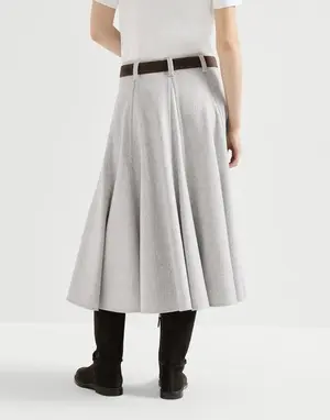 Brunello Cucinelli Wool Flannel Flared Skirt With Monili Embellishment