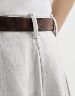 Brunello Cucinelli Wool Flannel Flared Skirt With Monili Embellishment