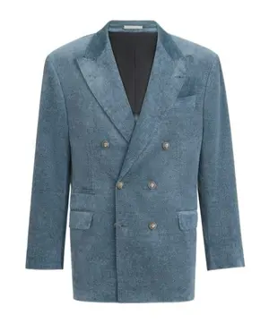 Brunello Cucinelli Peaked-lapel Blazer - Sky-blue
