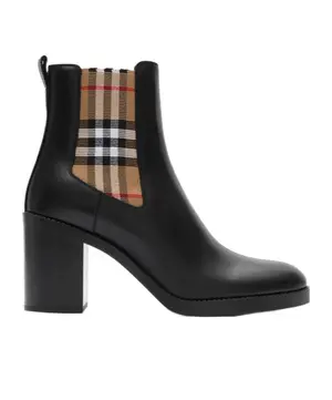 Burberry Leather Hampstead Heel Boots With Knight Motif