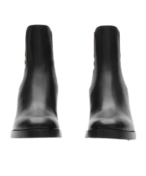 Burberry Leather Hampstead Heel Boots With Knight Motif