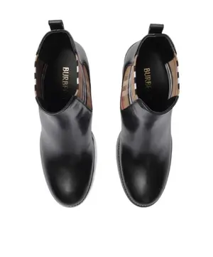 Burberry Leather Hampstead Heel Boots With Knight Motif