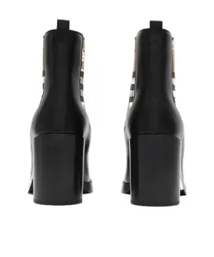 Burberry Leather Hampstead Heel Boots With Knight Motif