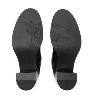 Burberry Leather Hampstead Heel Boots With Knight Motif