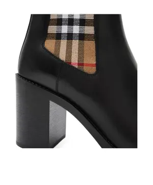 Burberry Leather Hampstead Heel Boots With Knight Motif