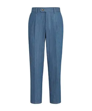 Brunello Cucinelli Pleated Tailored Trousers - Medium Denim