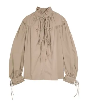 Dries Van Noten Pleated Cotton-poplin Shirt - Nude