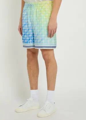 Casablanca Tennis Tile Patterned Silk Shorts