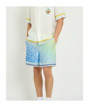 Casablanca Tennis Tile Patterned Silk Shorts