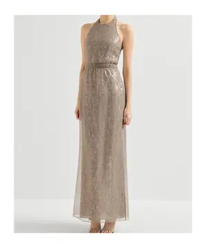 Brunello Cucinelli Halterneck Embellished Maxi Dress