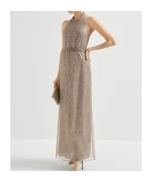 Brunello Cucinelli Halterneck Embellished Maxi Dress
