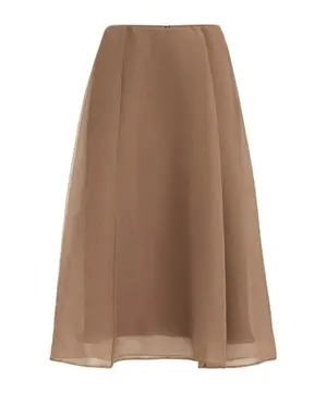 Brunello Cucinelli Crispy Silk Circle Skirt - Brown