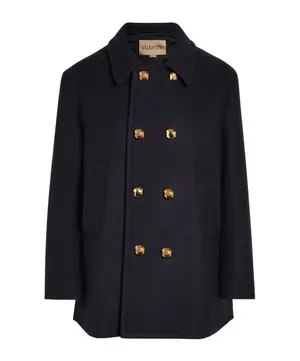 Valentino Garavani Double-breasted Wool Peacoat - Black