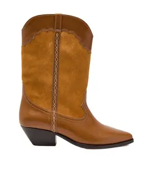 Isabel Marant Étoile Duerto Western Panelled Leather Mid-calf Boots - Brown