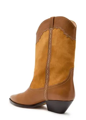 Isabel Marant Étoile Duerto Western Panelled Leather Mid-calf Boots - Brown
