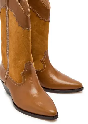 Isabel Marant Étoile Duerto Western Panelled Leather Mid-calf Boots - Brown