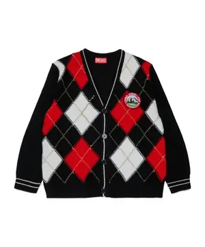 DIESEL® V-neck Argyle Knit Cardigan