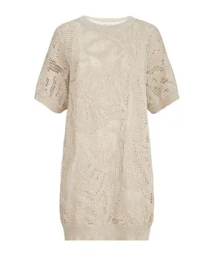 Brunello Cucinelli Crewneck Mini Dress - Nude