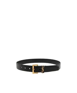 Saint Laurent Logo Leather Belt - Black