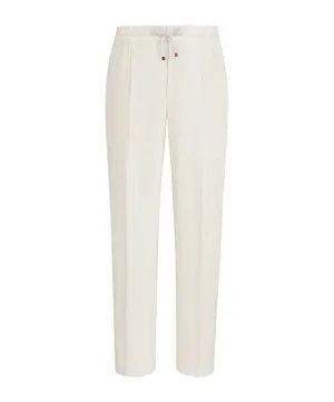 Brunello Cucinelli Brunello Cucinelli Garment-Dyed Cotton Corduroy Trousers With Double Pleats White