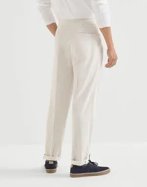 Brunello Cucinelli Garment-dyed Cotton Corduroy Trousers With Double Pleats - White