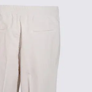 Brunello Cucinelli Garment-dyed Cotton Corduroy Trousers With Double Pleats - White
