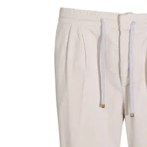 Brunello Cucinelli Garment-dyed Cotton Corduroy Trousers With Double Pleats - White