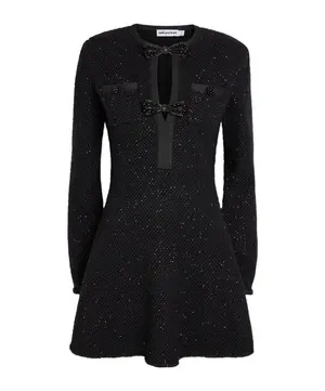 SELF-PORTRAIT Embellished Knit Mini Dress