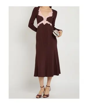 SELF-PORTRAIT Lace-trim Knit Midi Dress