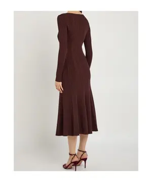 SELF-PORTRAIT Lace-trim Knit Midi Dress