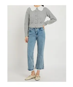 SELF-PORTRAIT Embroidered Collar Embellished Metallic-knit Cardigan