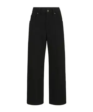Brunello Cucinelli Dyed Denim Contemporary Square Trousers With Monili - Black