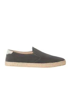Brunello Cucinelli Suede Slip-ons With Rope Insert - Dark Gray