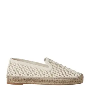 Brunello Cucinelli Cotton And Suede Espadrilles With Precious Net Detailing - Ivory