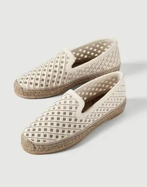 Brunello Cucinelli Cotton And Suede Espadrilles With Precious Net Detailing - Ivory