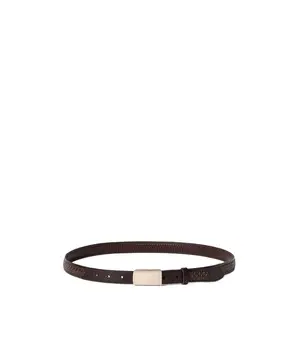 Brunello Cucinelli Textured Calfskin Belt With Box-frame Buckle - Rust-brown