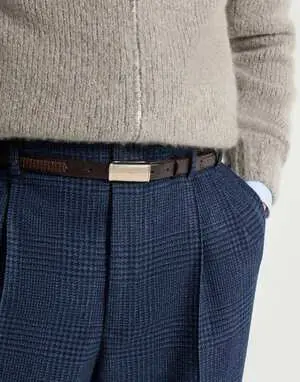 Brunello Cucinelli Textured Calfskin Belt With Box-frame Buckle