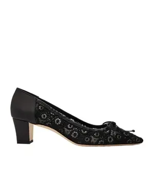 Manolo Blahnik Martebal 50 Lace And Satin Pumps