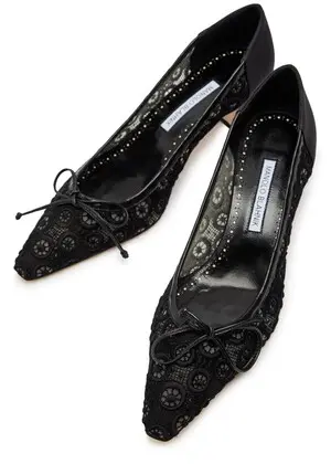 Manolo Blahnik Martebal 50 Lace And Satin Pumps