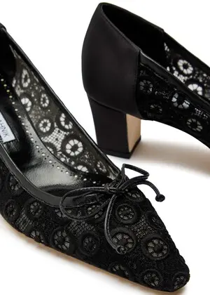 Manolo Blahnik Martebal 50 Lace And Satin Pumps