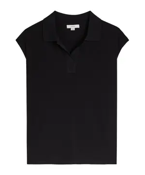 Vince Sleeveless Collared Top - Black
